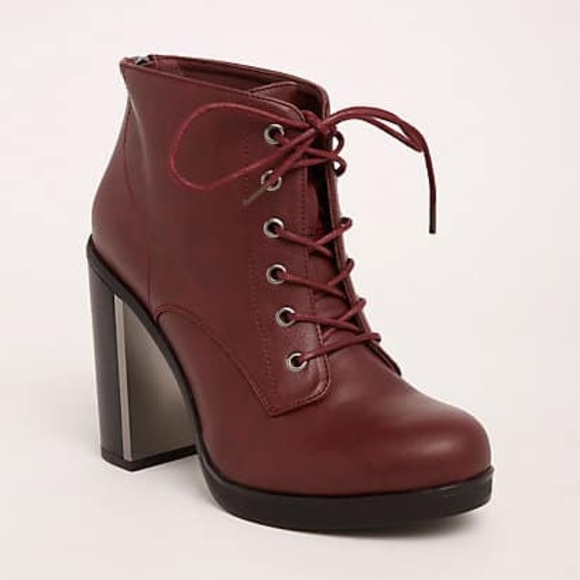 torrid | Shoes | Torrid High Heel Lace Up Booties Wide Width Maroon ...